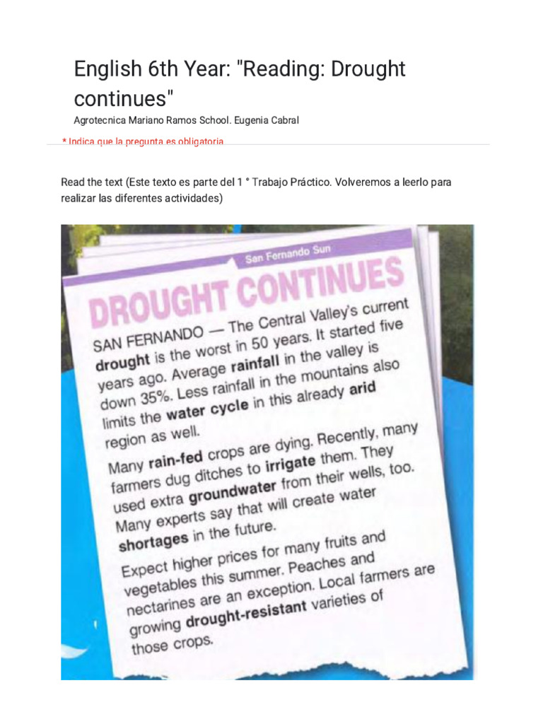 English 6th Year Reading Drought Continues | PDF