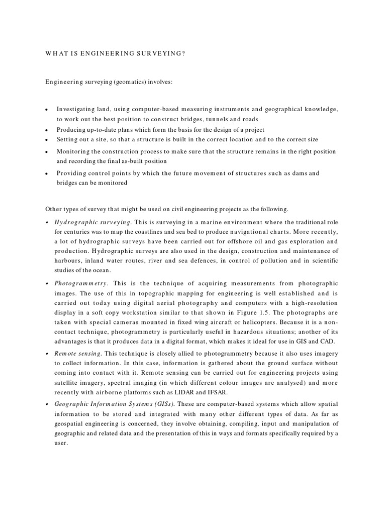 What Is Engineering Surveying | PDF | Surveying | Geodesy