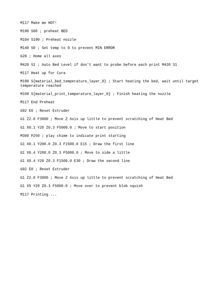 Gcode Settings m117 Make Me Hot! | PDF