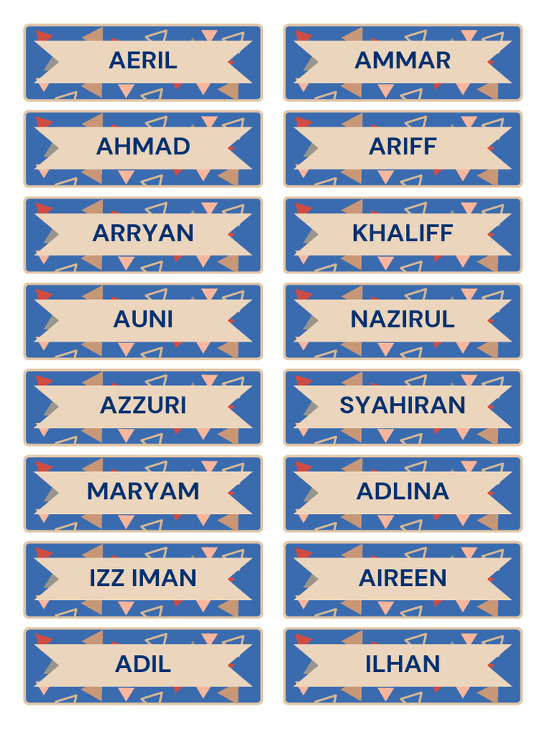 Blue and Beige Name Student Label | PDF