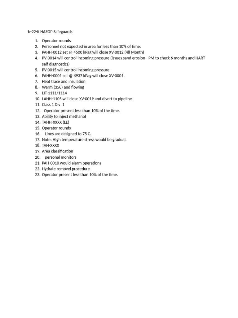 Hazop Safeguard List | PDF