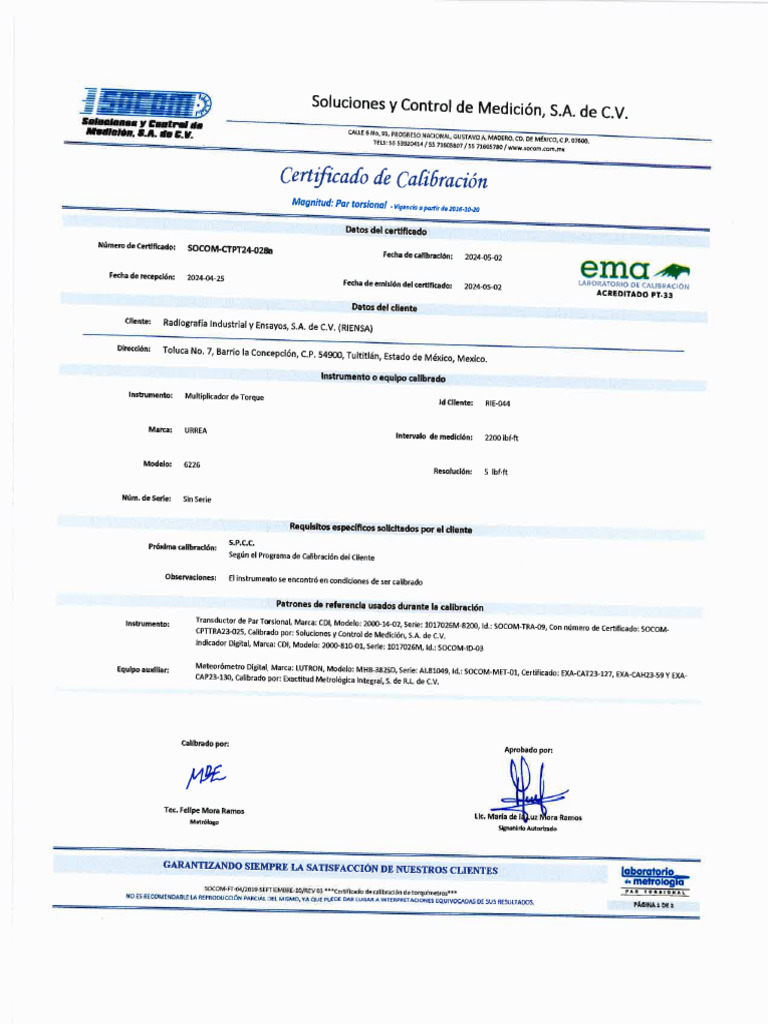 Certificado Multiplicador de Torque 2024 | PDF