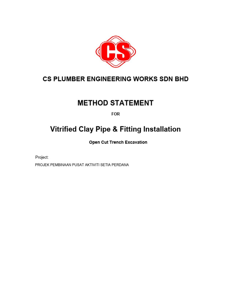 Method Statement VCP Open Cut | PDF | Pipe (Fluid Conveyance) | Trench