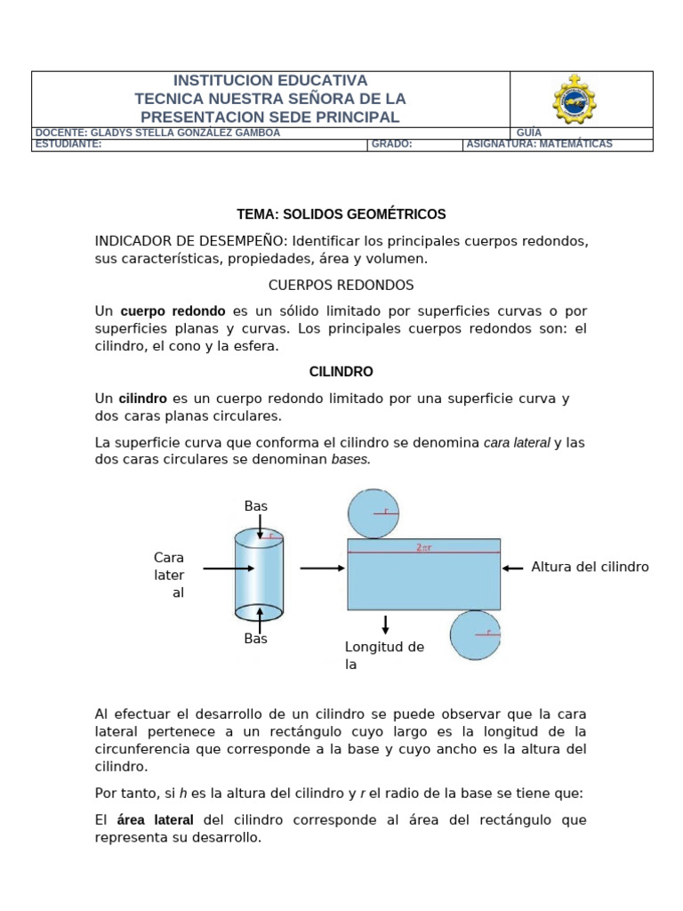 Cilindros y Conos | PDF | Geometría euclidiana | Formas geométricas