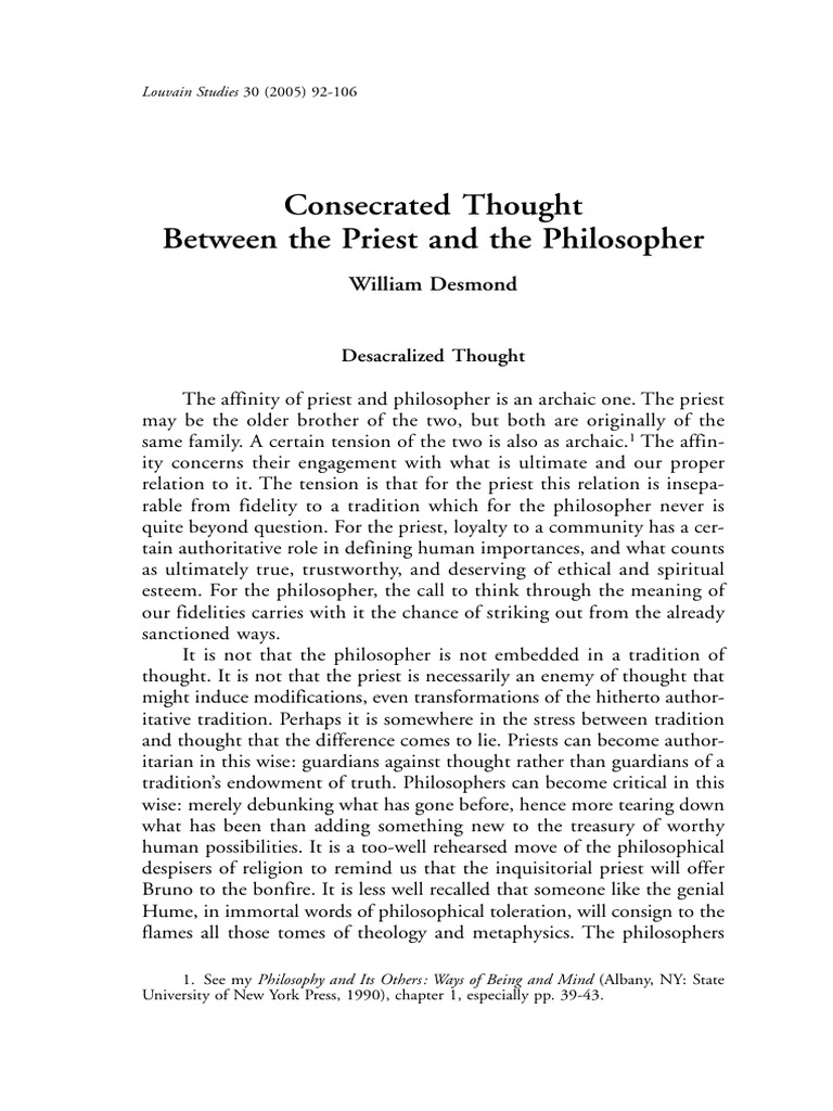 Article Consacrated Tought Louvain Studies | PDF | Thought | Reason