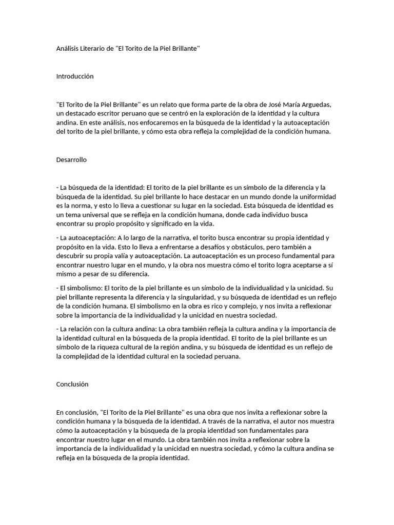 Análisis Literario, Del Torito de La Piel Brillante | PDF | Sociedad ...
