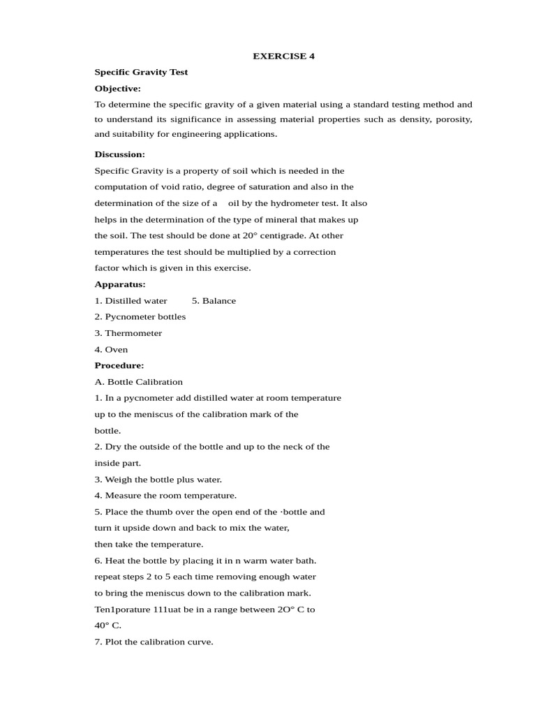 Specific Gravity Test for Soil Analysis | PDF