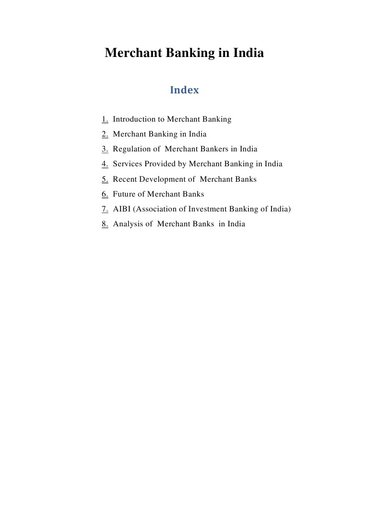 Overview of Merchant Banking in India | PDF | Investment Banking ...