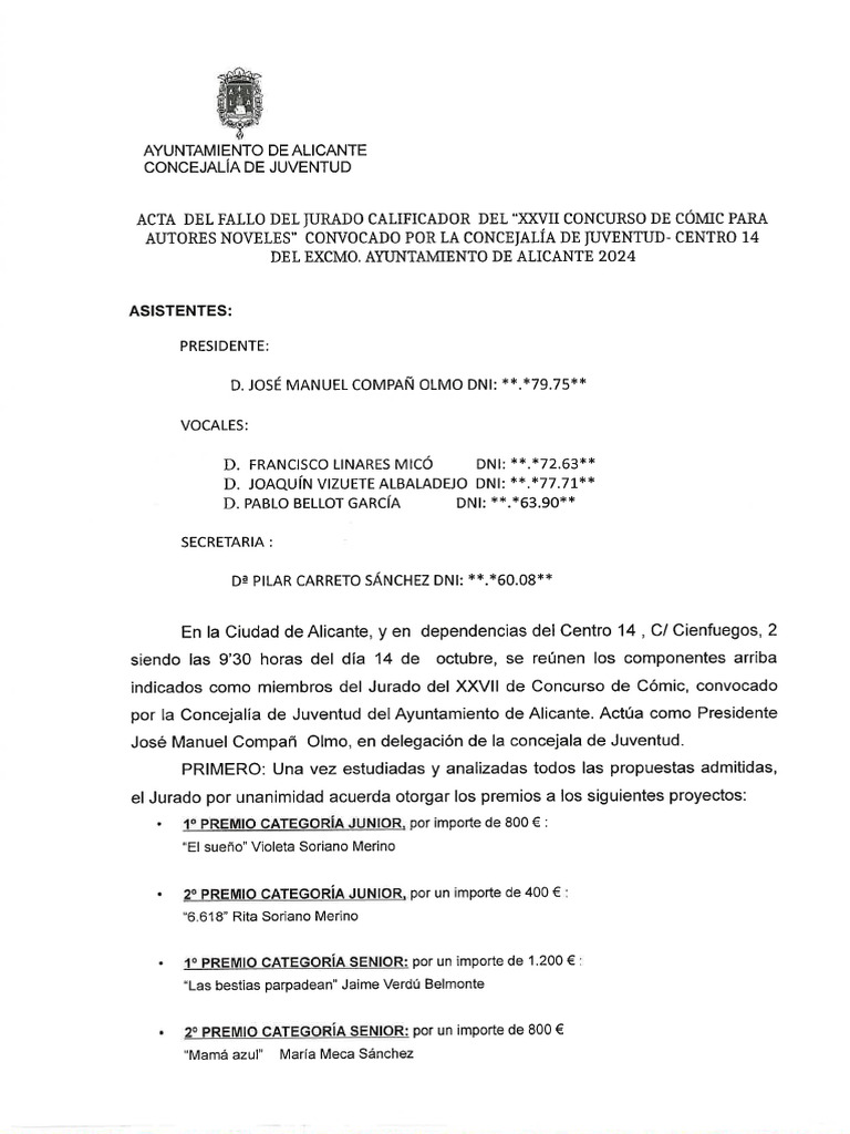 Acta Fallo Comic 2024 | PDF