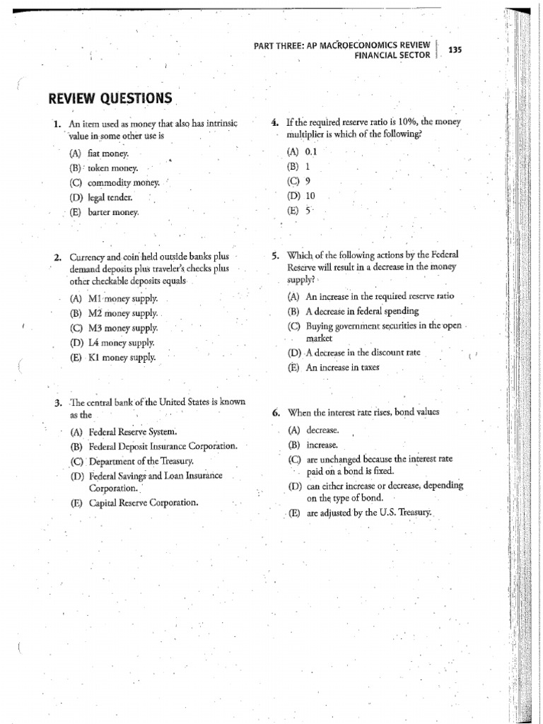 Money+Practice+MCs+and+T Account+FRQ+With+Answers | PDF