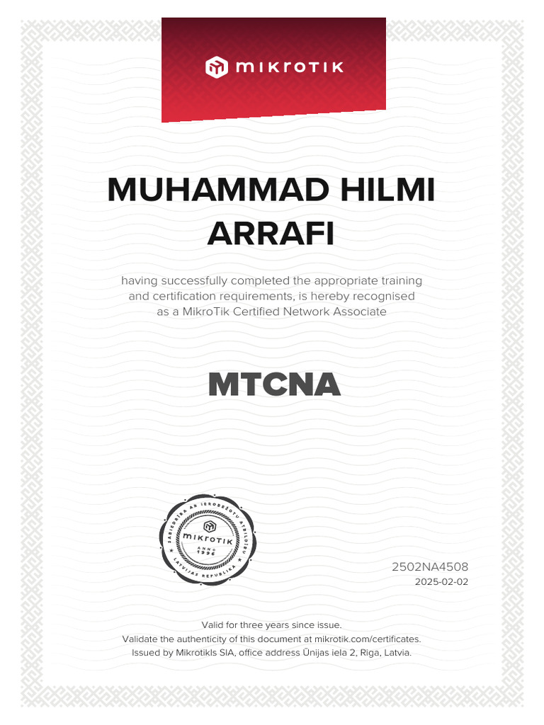 Sertifikat Mtcna | PDF