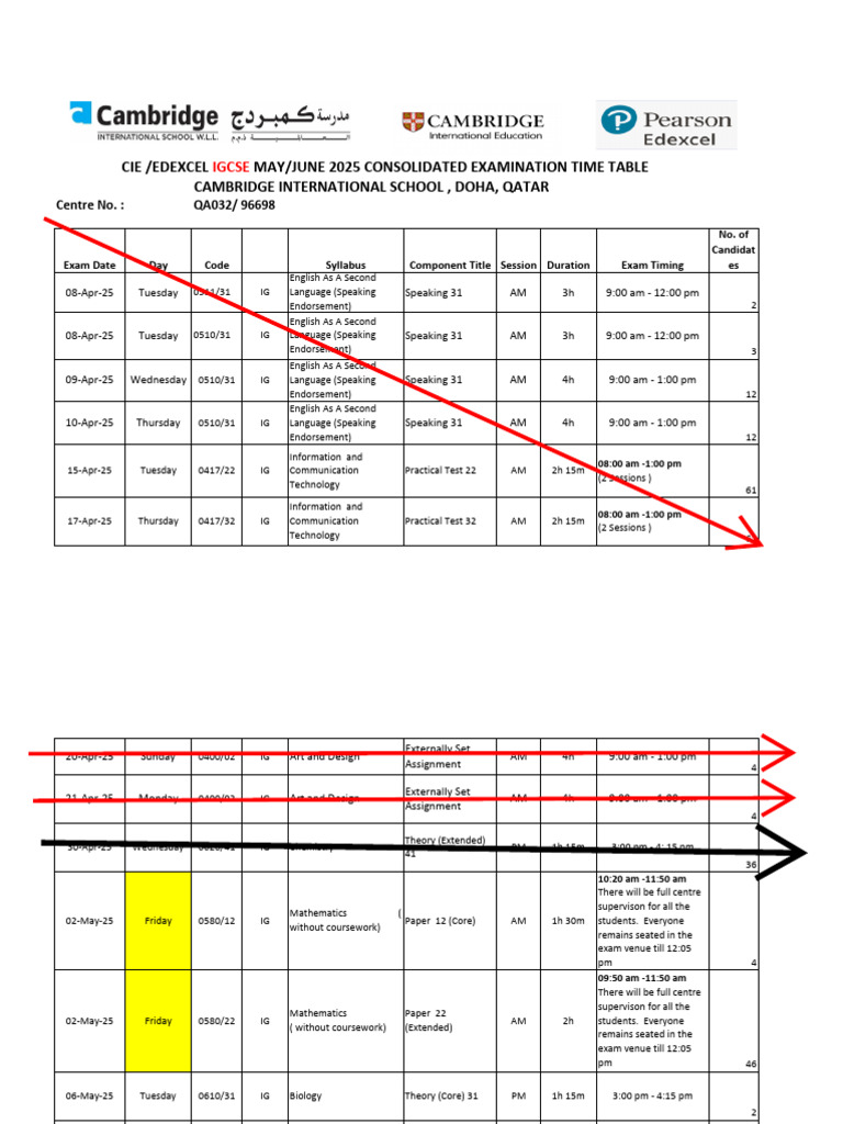 AY 24-25 CIE-EDEXCEL IGCSE MAY-JUNE 2025 EXAMINATION TIMETABLE | PDF ...
