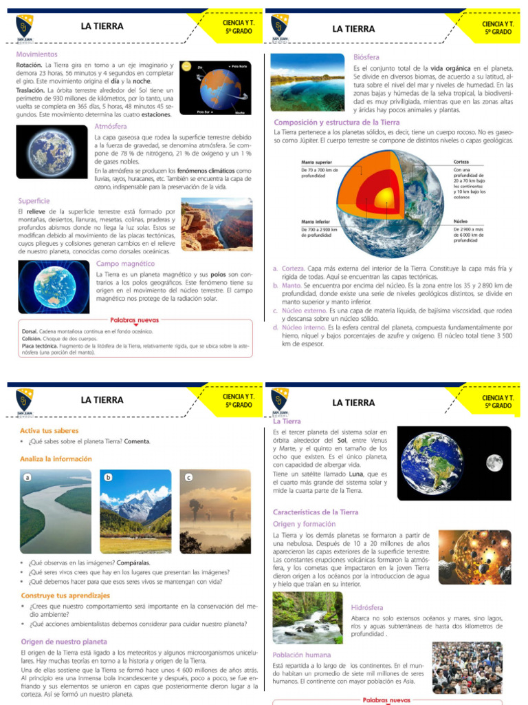 La Tierra para 5° Grado: Ciencia | PDF