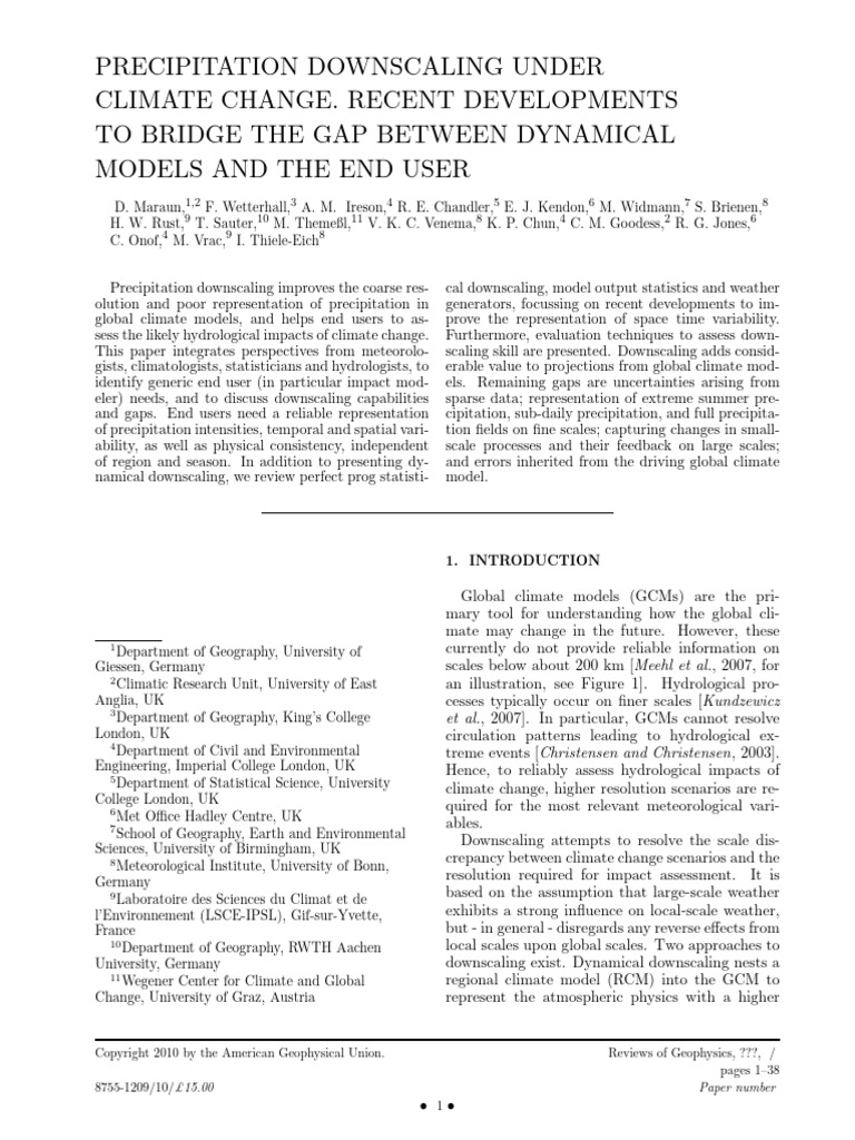 PRECIPITATIONDOWNSCALINGUNDERCLIMATECHANGE | PDF | General Circulation ...