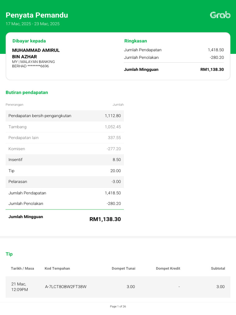 Penyata Pemandu: Muhammad Amirul Bin Azhar | PDF