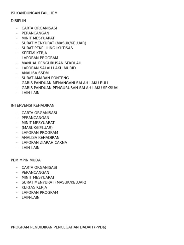 Isi Kandungan Fail Hem | PDF