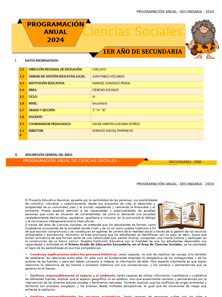 Programacion Anual Ccss 1 2024 240425215814 4d188e96 | PDF | Perú | Sociedad