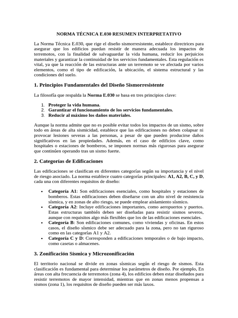Resumen de La Norma Técnica E.030 | PDF | Fundación (Ingeniería) | Temblores