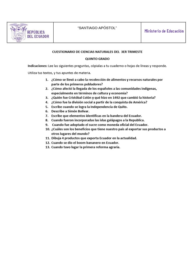 Cuestionario EESS 5to | PDF