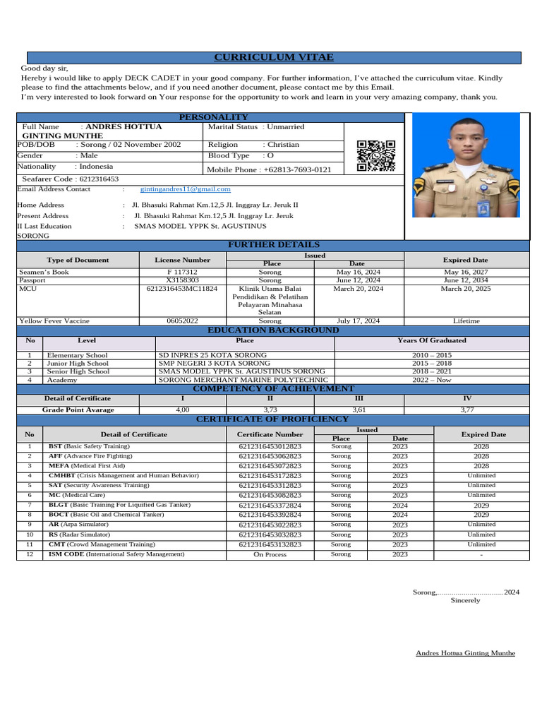 CV Andres Hottua Ginting Munthe | PDF