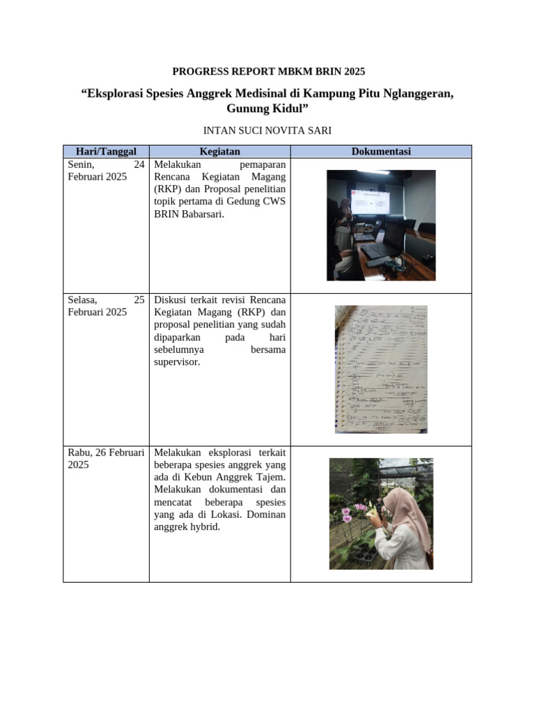 Laporan Progres Magang Anggrek 2025 | PDF