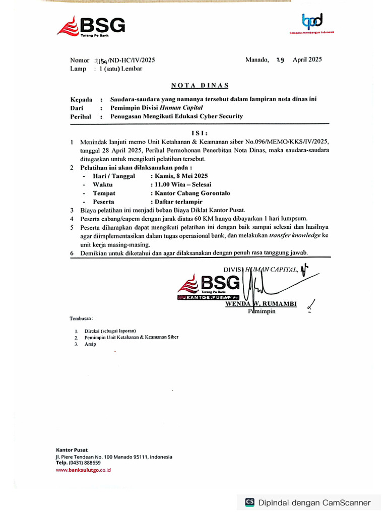 Nota Dinas 115a | PDF