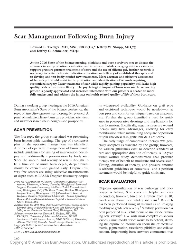 Scar Management Following Burn Injury | PDF | Scar | Burn