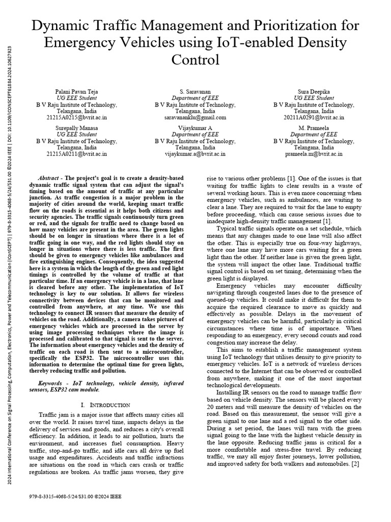 Dynamic Traffic Management and Prioritization for Emergency Vehicles ...