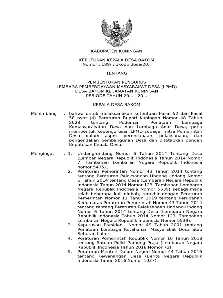 Pembentukan Pengurus LPMD Desa Bakom | PDF