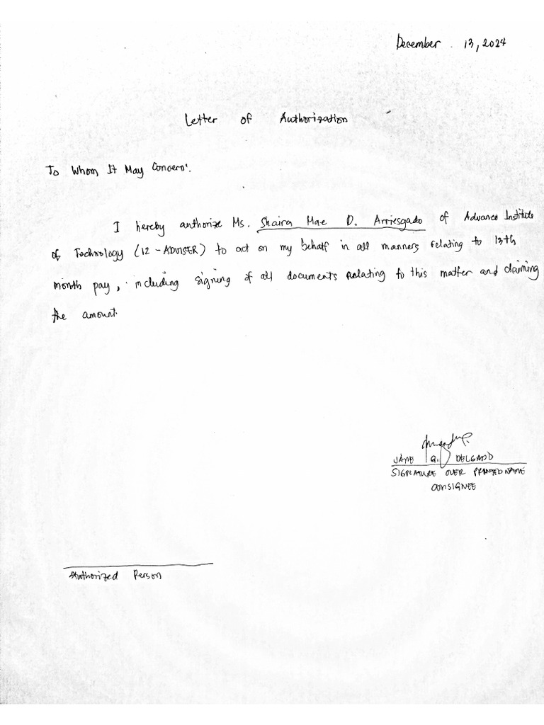 Authorization Letter | PDF