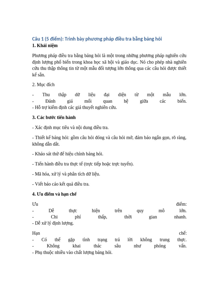 Tra Loi Cau1 Cau2 Phuong Phap Bang Hoi de Tai KH Hoa Hoc | PDF