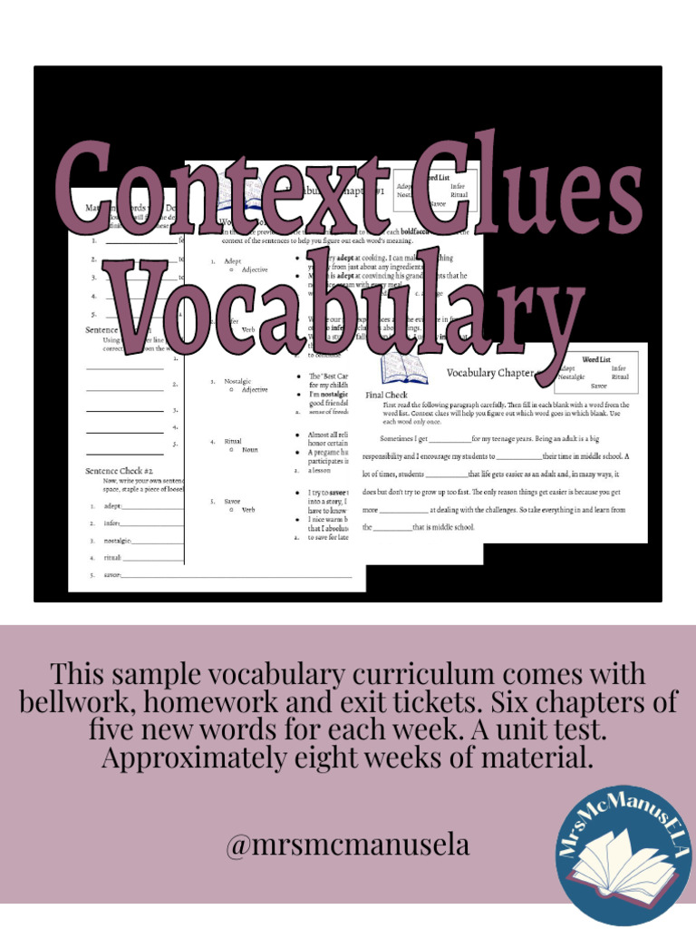 Context Clues Vocabulary Freebie | PDF | Vocabulary | Adolescence