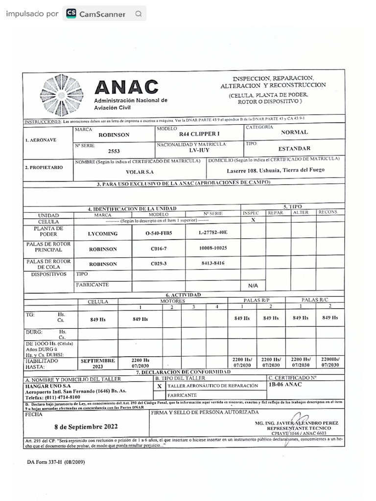 Form 337 Vto 2023 | PDF