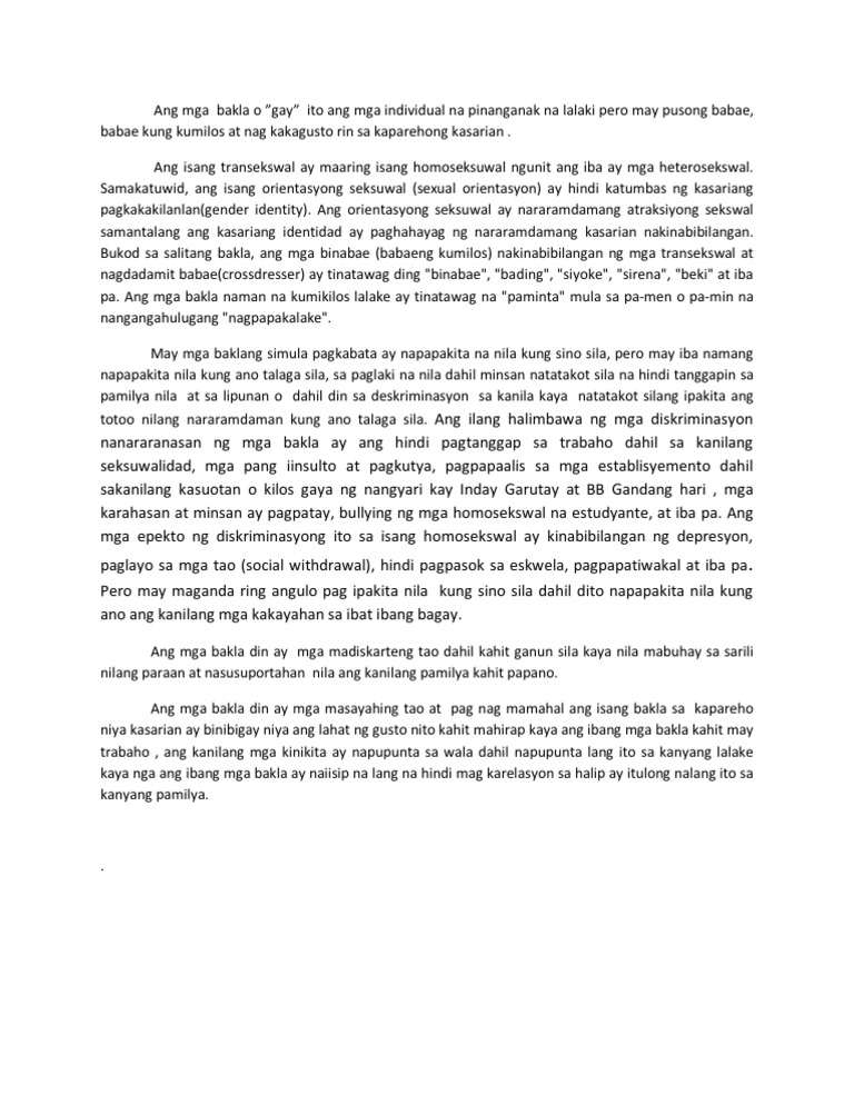 Ang Mga Bakla | PDF