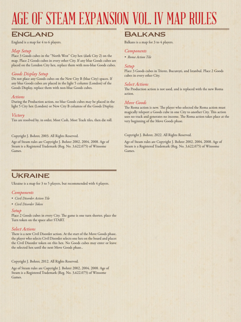 Age of Steam - Exp Vol IV - 01. Rules v6 Preview | PDF