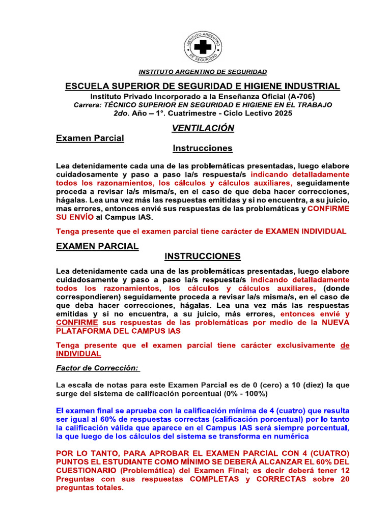 Examen Parcial de Ventilacion | PDF
