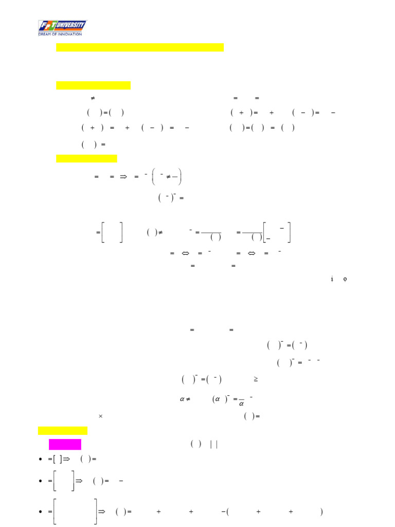 Y2025 MAE101 Algebra Summary | PDF | Matrix (Mathematics) | Linear Subspace