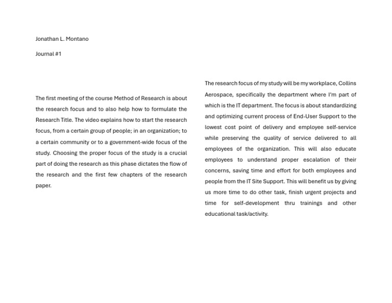 Montano Jonathan Journal 1 | PDF