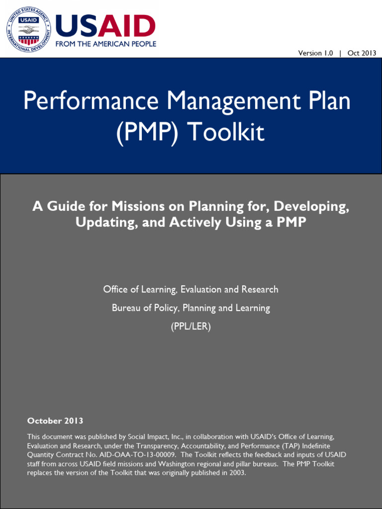 USAID Performance Management Plan Toolkit | PDF | United States Agency ...