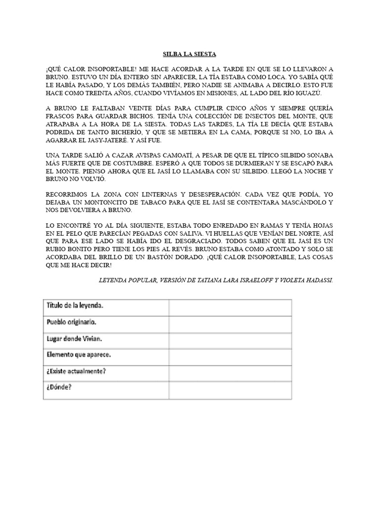 Imprimir SILBA LA SIESTA | PDF