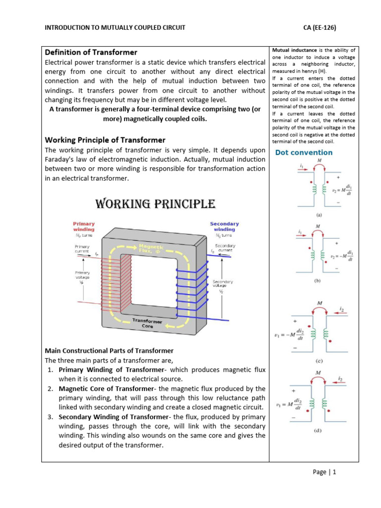 Mutually Coupled Circuit - Transformer | PDF | Transformer | Inductor