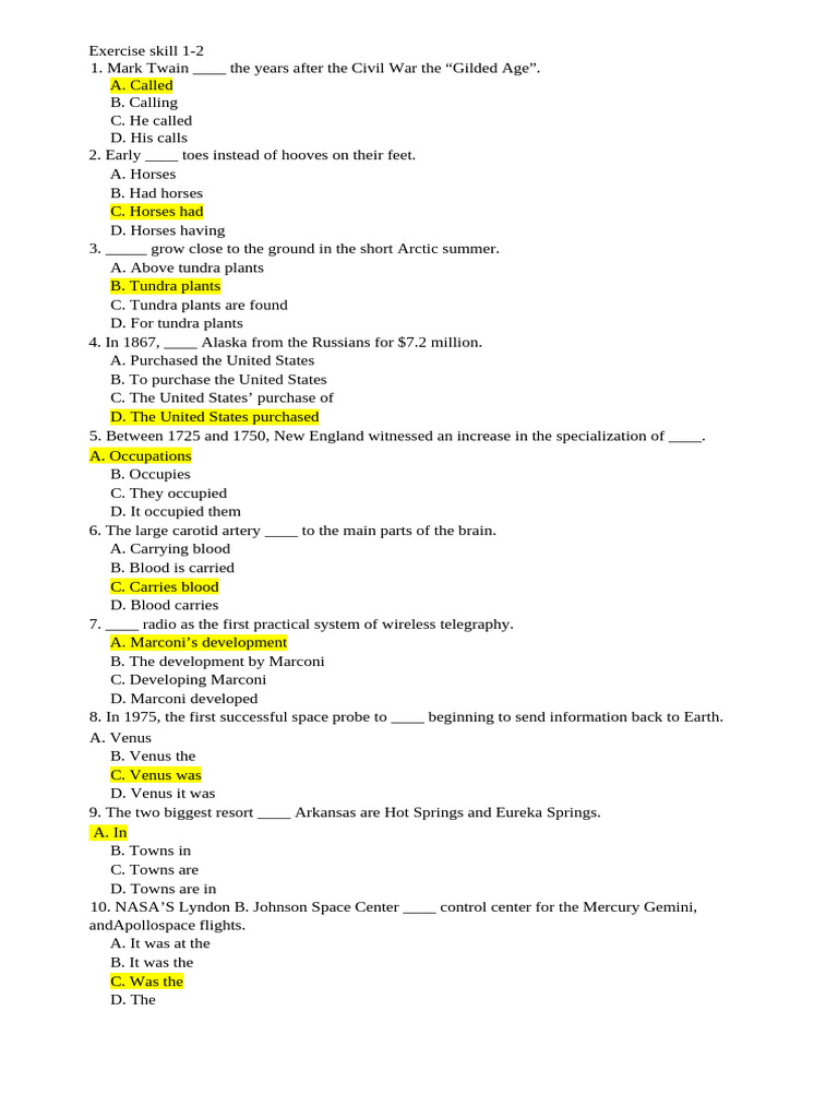 Exercise Skill 1-2 Fero | PDF