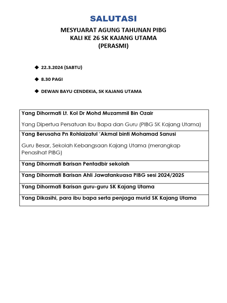 Salutasi Mat 26. Perasmi | PDF