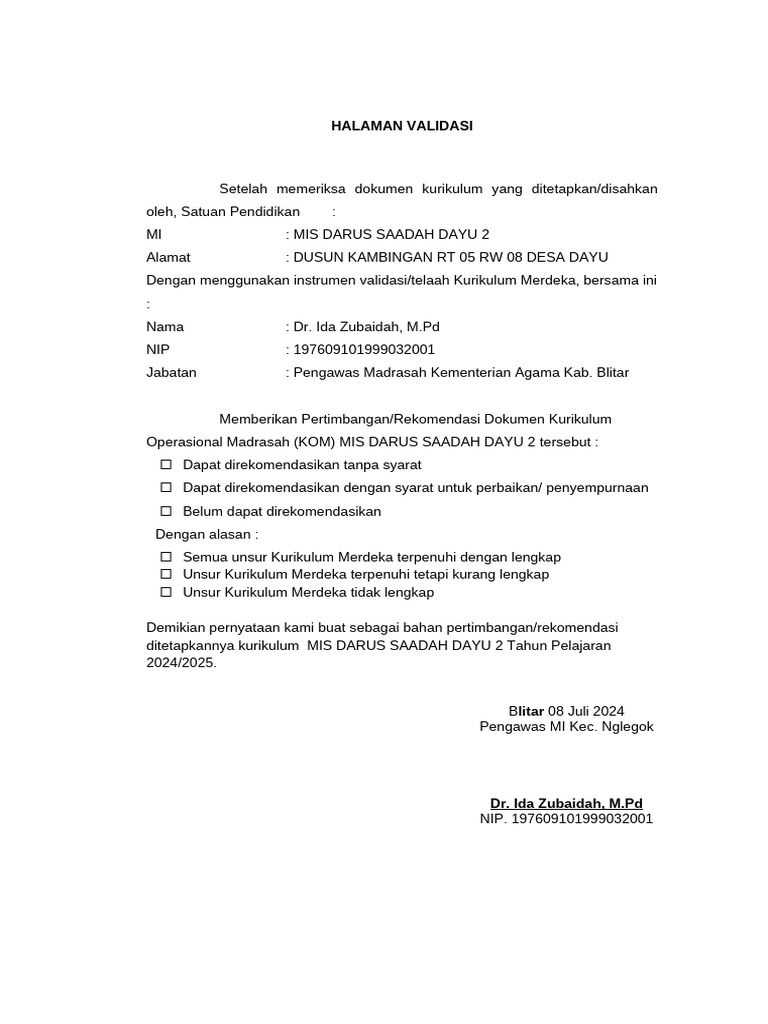 Halaman Validasi Dokumen 1 | PDF