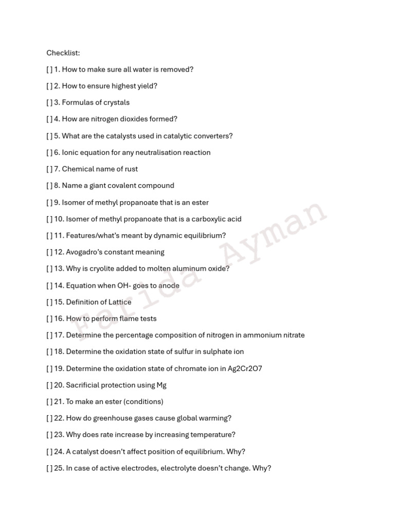Questions and Answers FA | PDF | Chemical Reactions | Catalysis