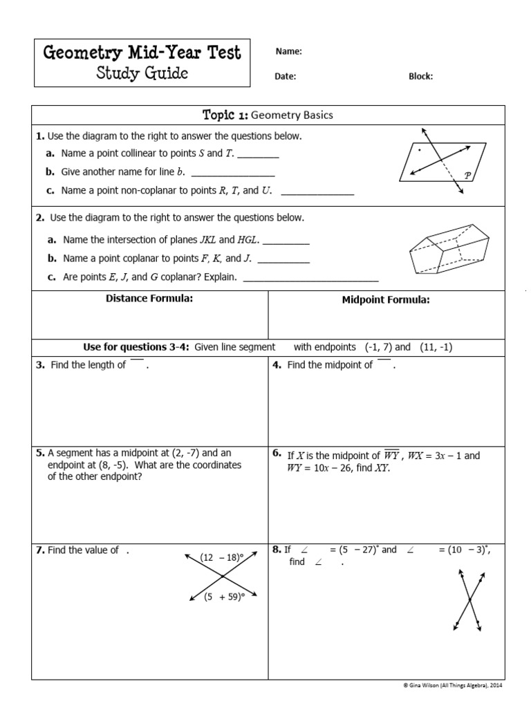 Geometry Mid-Term Revivew 2022-23 | PDF | Line (Geometry) | Triangle