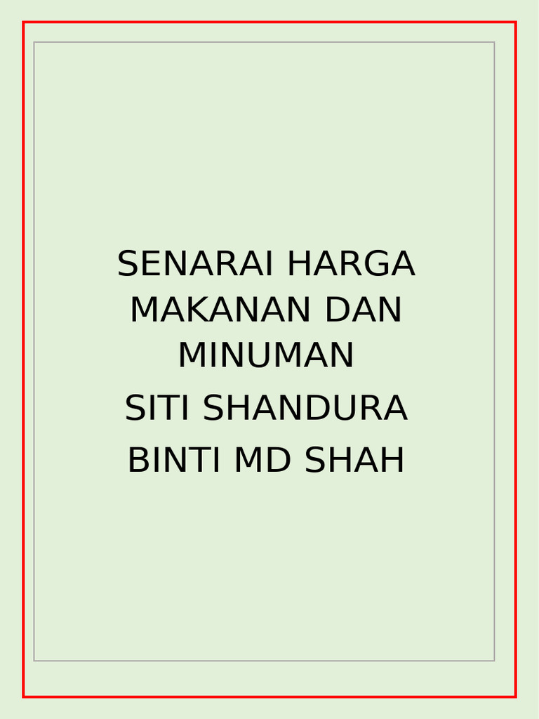 Senarai Harga Makanan Dan Minuman Kantin | PDF