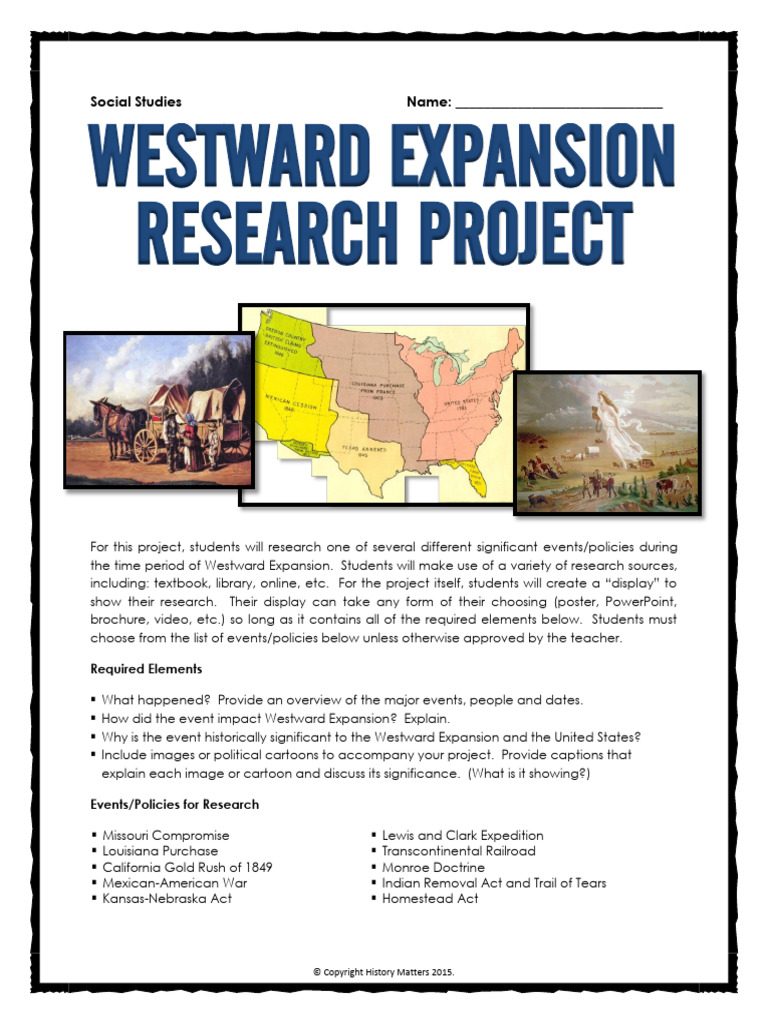 Westward Expansion Research Project Guide | PDF