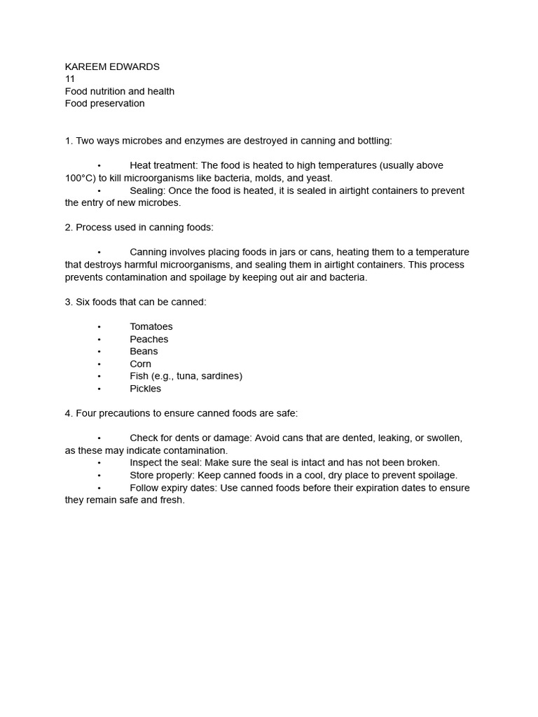 Canning Safety and Food Preservation Guide | PDF