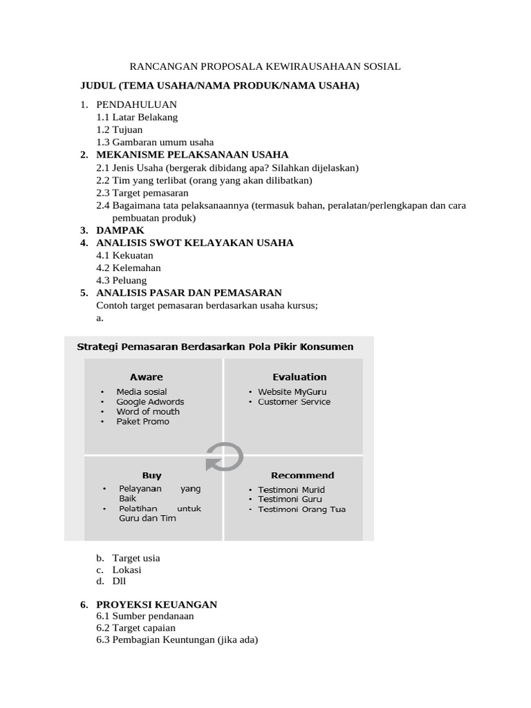 Rancangan Proposala Kewirausahaan Sosial | PDF